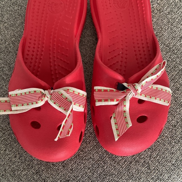 CROCS | Shoes | Crocs Rare Red Slip On Shoes With Redgreen White Polka ...